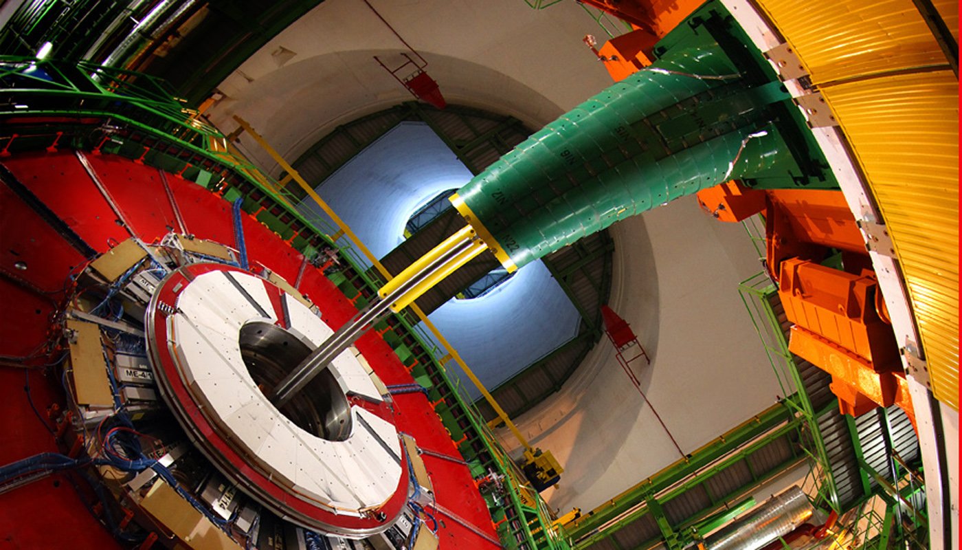 Photo: CMS detector below | symmetry magazine