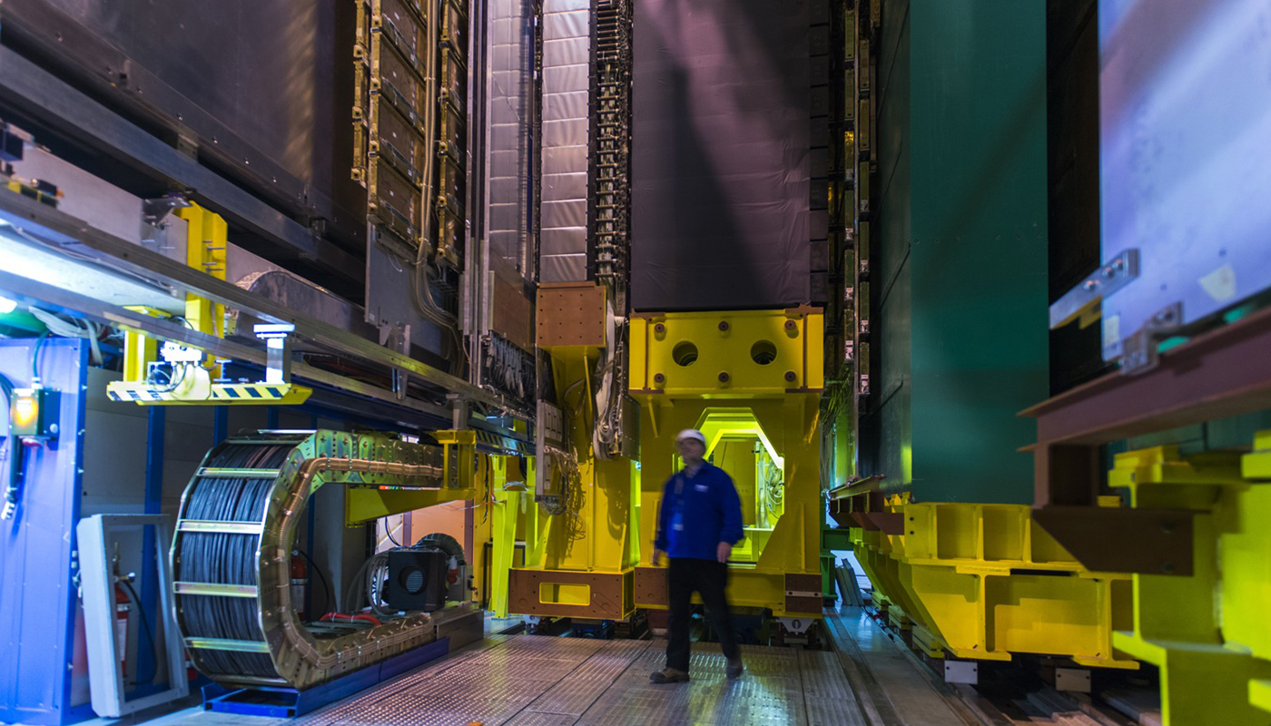 Photo: LHCb detector beneath | symmetry magazine