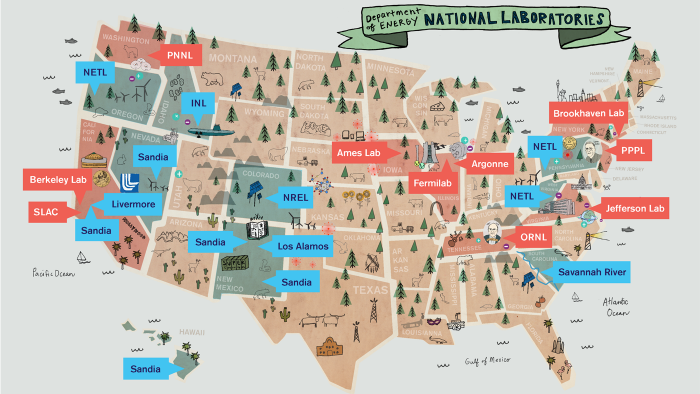 Map of Dept. of Energy National Laboratories in the USA | National ...